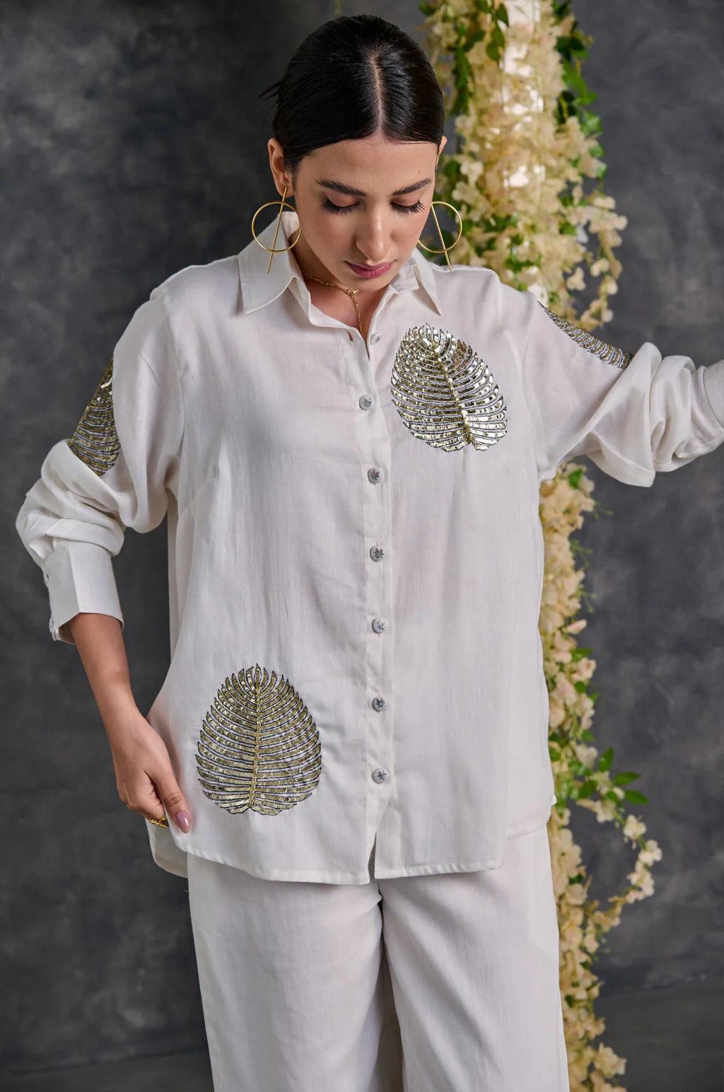 White Squin Embroidered Co-Ord Set – Style Jaipur